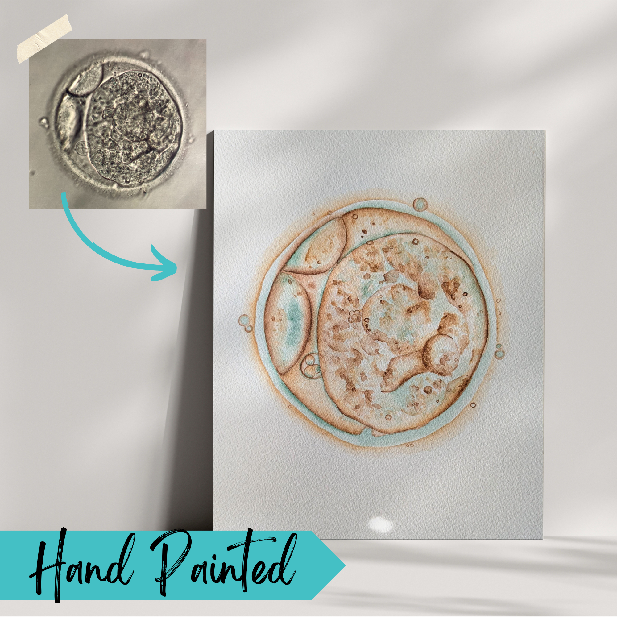 Hand Painted Custom Embryo Watercolor Painting IVF Portrait ...
