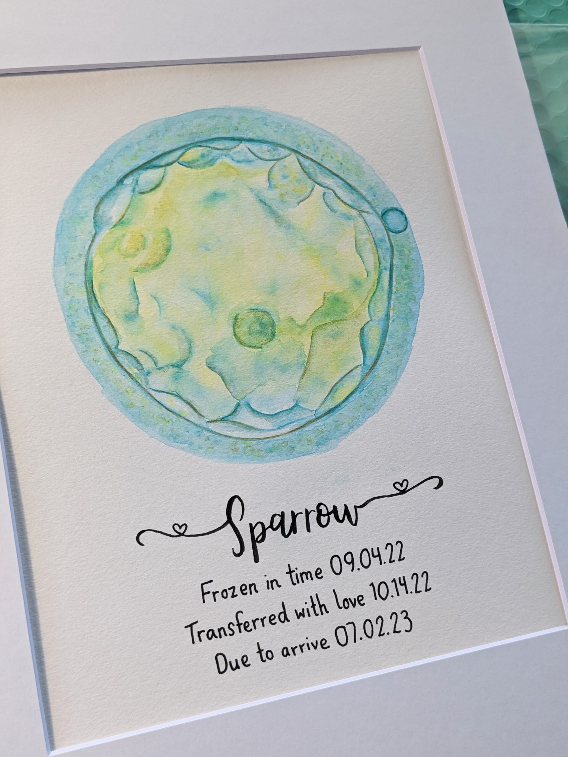 Hand Painted Custom Embryo Watercolor Painting IVF Portrait ...