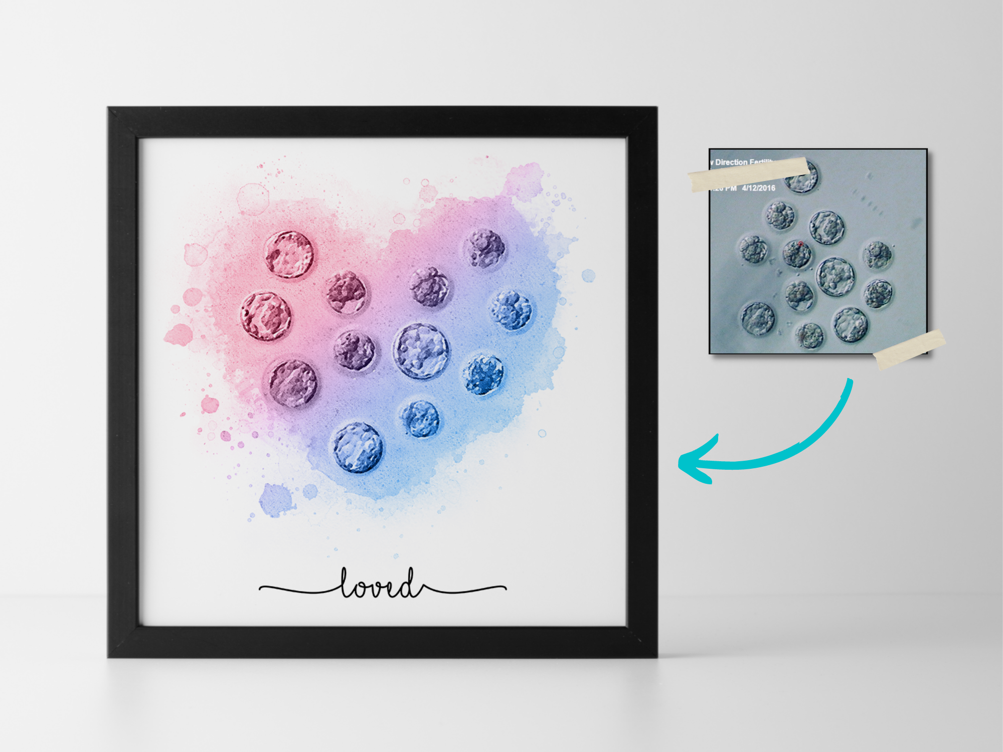 Custom IVF Embryo Digital Painting – Heart Shaped Watercolor ...