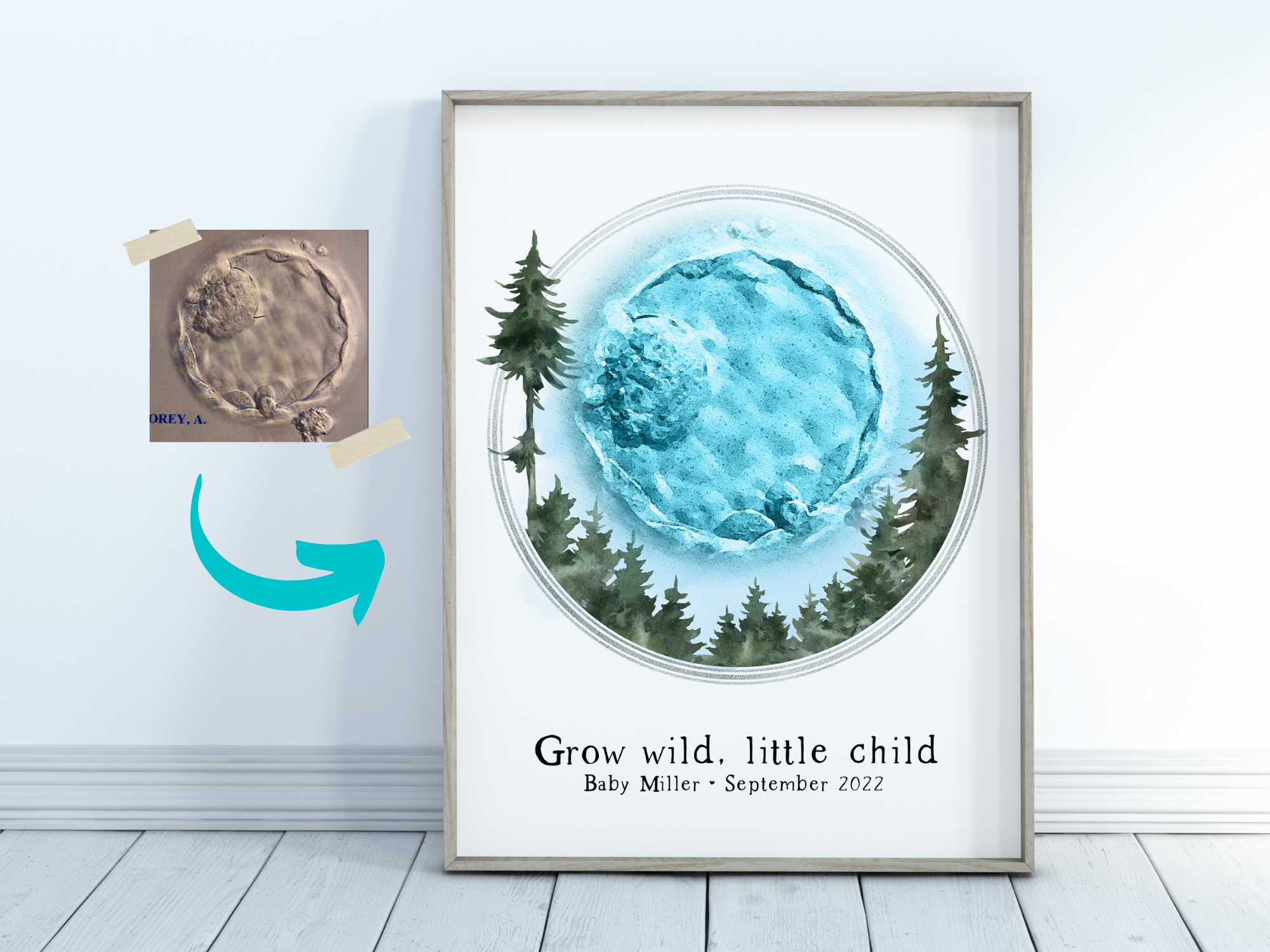 Custom IVF Embryo Digital Painting – Woodland Trees Sky and Mountain ...