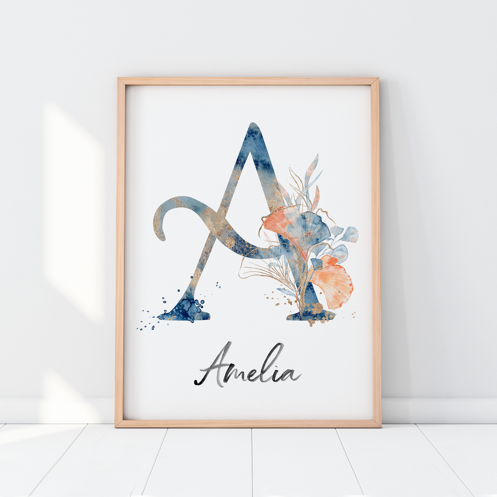 Custom Initial Art with Name Personalized Nursery Art – Under the Sea ...
